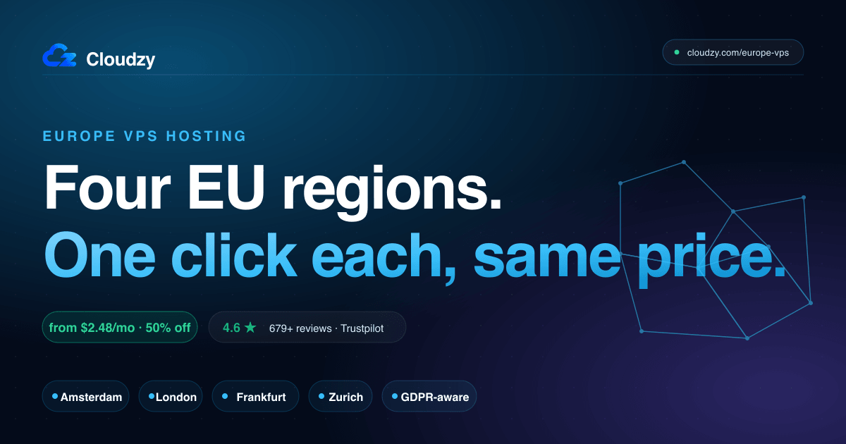 Europe VPS Hosting, 4 EU Regions, 60s Deploy · Cloudzy